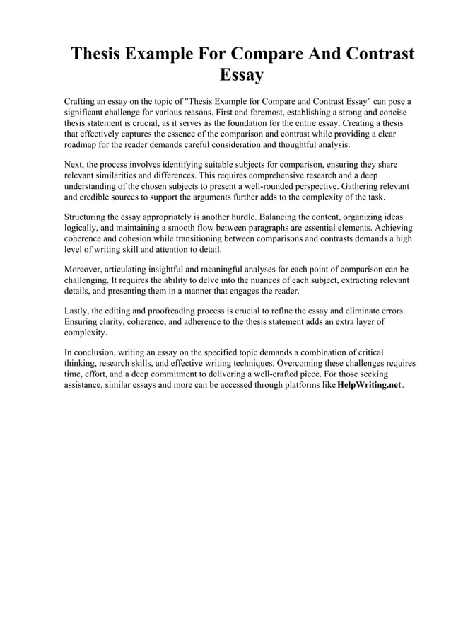 Thesis Example For Compare And Contrast Essay.pdf