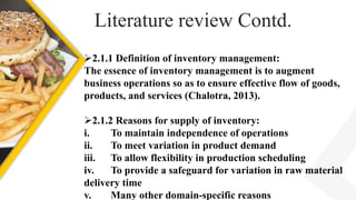 Inventory management in fast food restaurants | PPTX | Logistics | Business