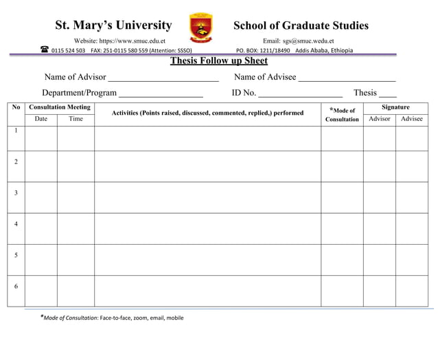 Thesis Followup Sheet Revised.docxThesis Followup Sheet Thesis Followup ...