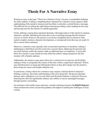 Thesis For A Narrative Essay | PDF