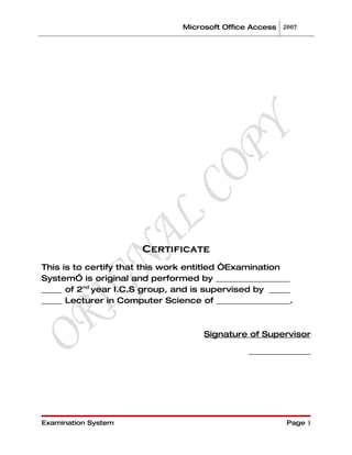 For The Project Of Examination System | DOC