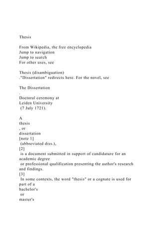 ThesisFrom Wikipedia, the free encyclopediaJump to navigat | PDF