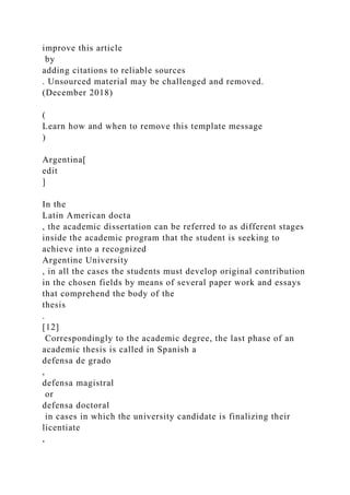 ThesisFrom Wikipedia, the free encyclopediaJump to navigat | PDF