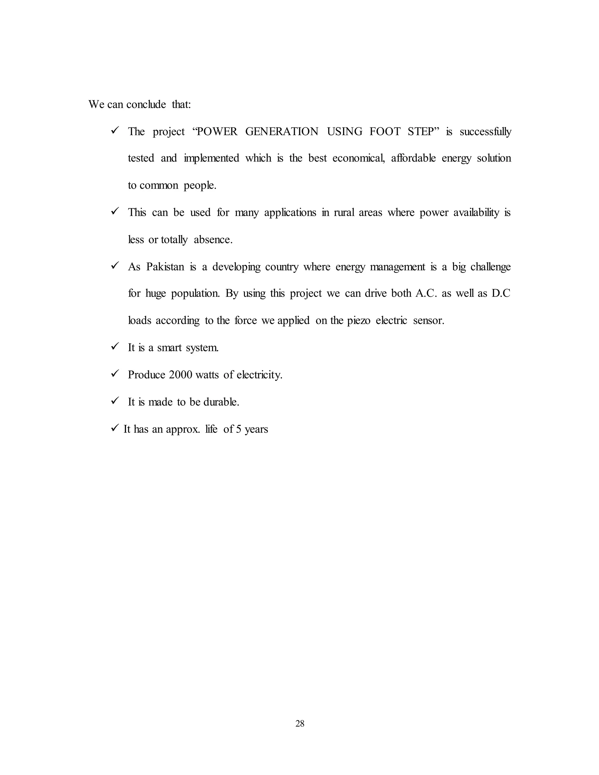 Thesis Of footstep Power Generation | DOCX