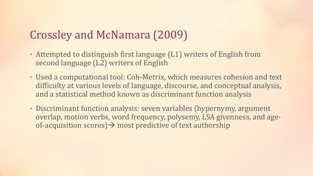Automatic measures of cohesion and lexical proficiency in L2 writing | PPT
