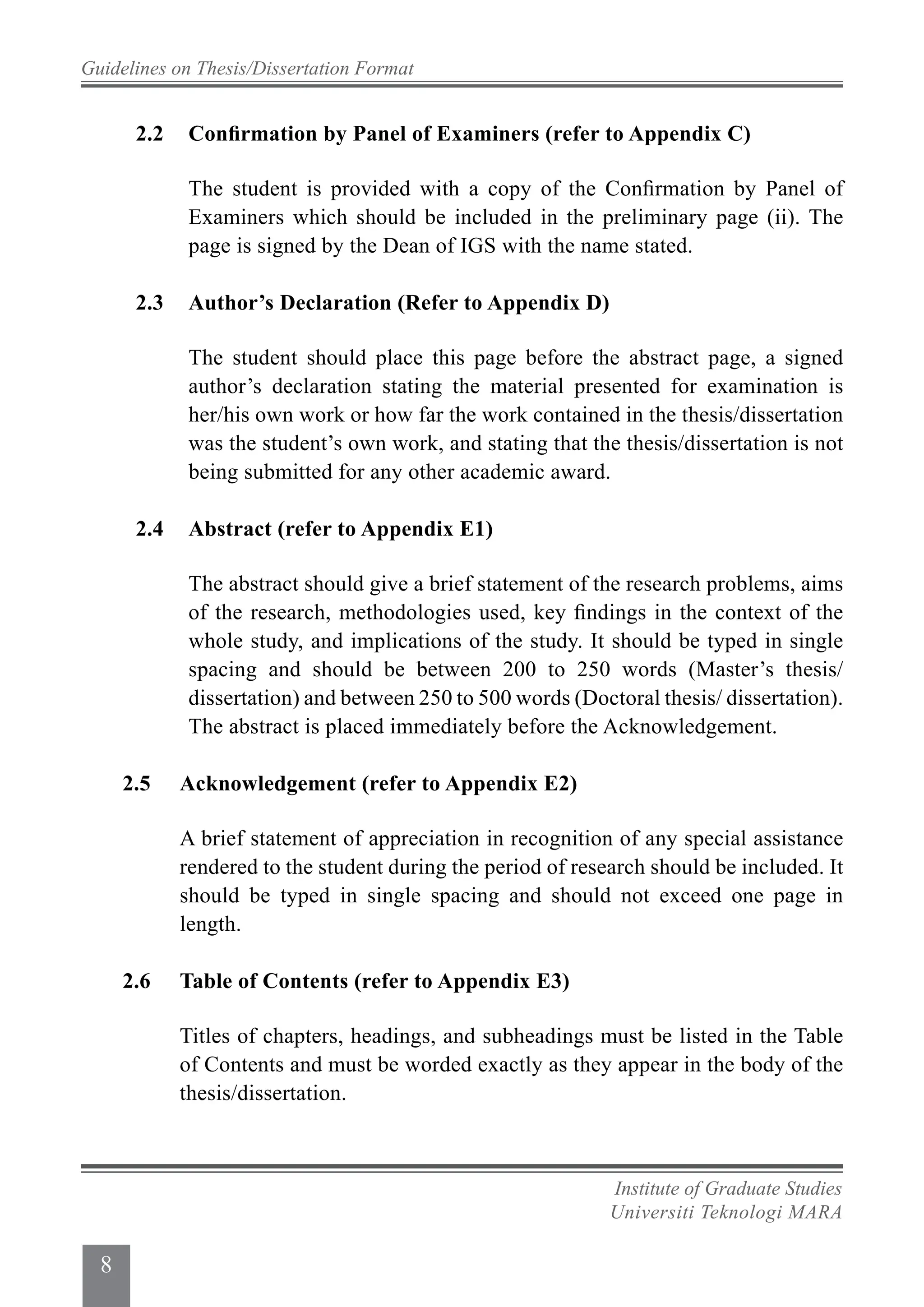 UITM Thesis Guidelines of Graduate Students | PDF