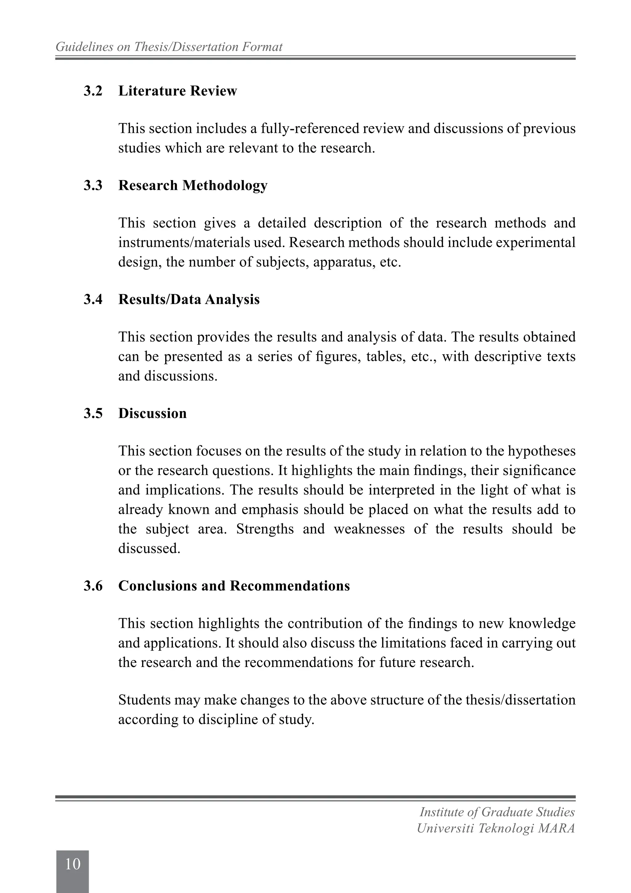UITM Thesis Guidelines of Graduate Students | PDF