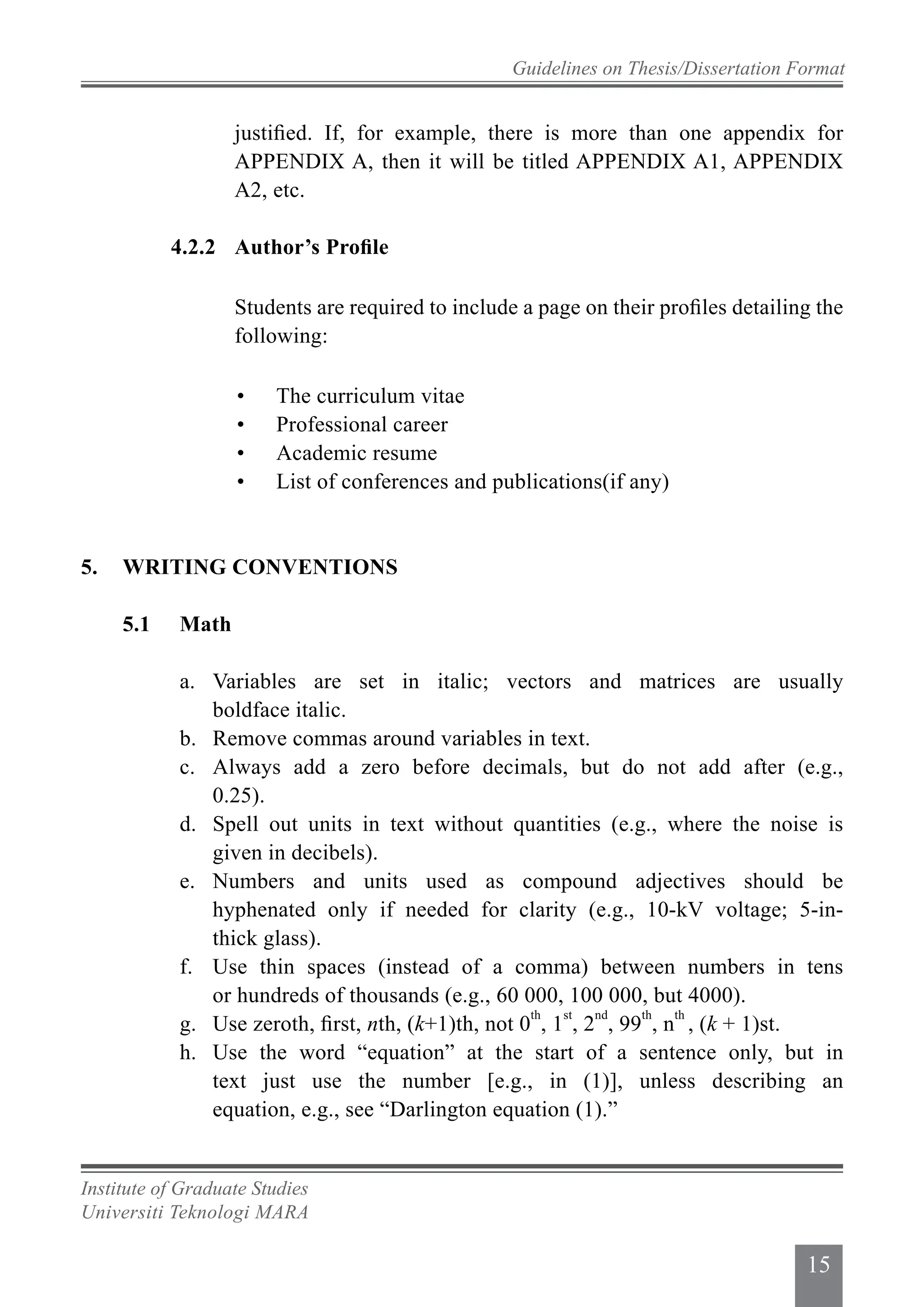 UITM Thesis Guidelines of Graduate Students | PDF
