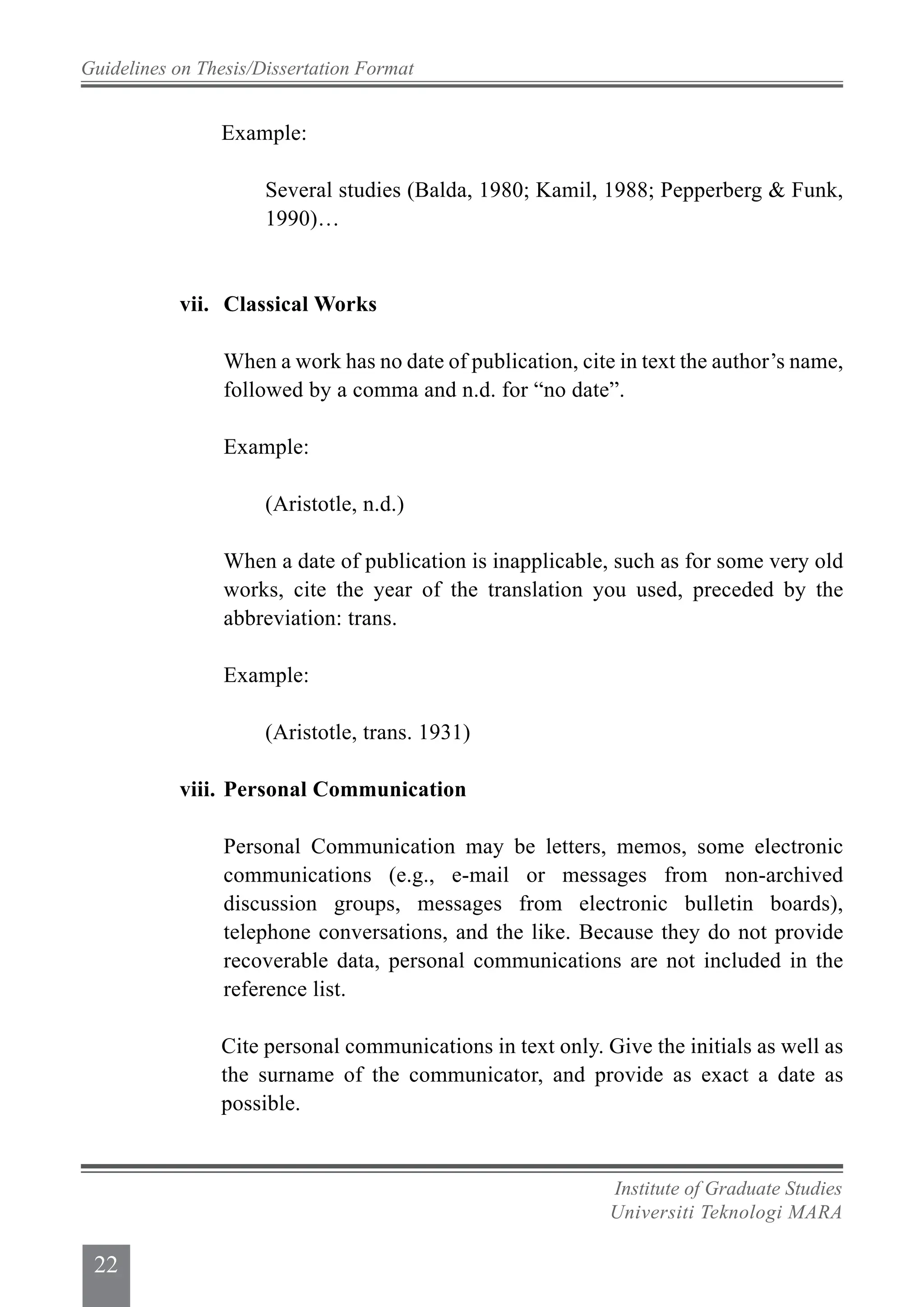 UITM Thesis Guidelines of Graduate Students | PDF