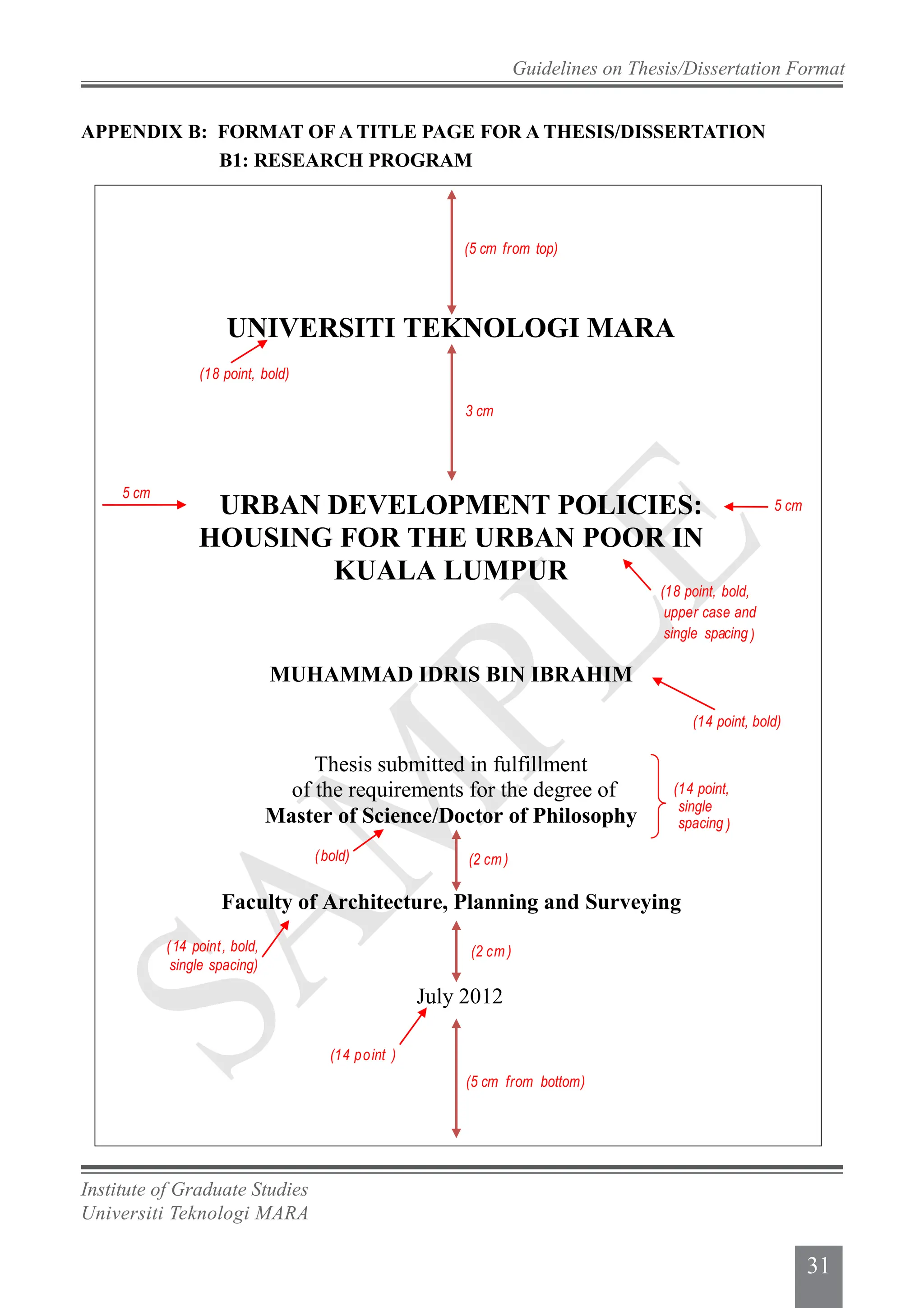 UITM Thesis Guidelines of Graduate Students | PDF