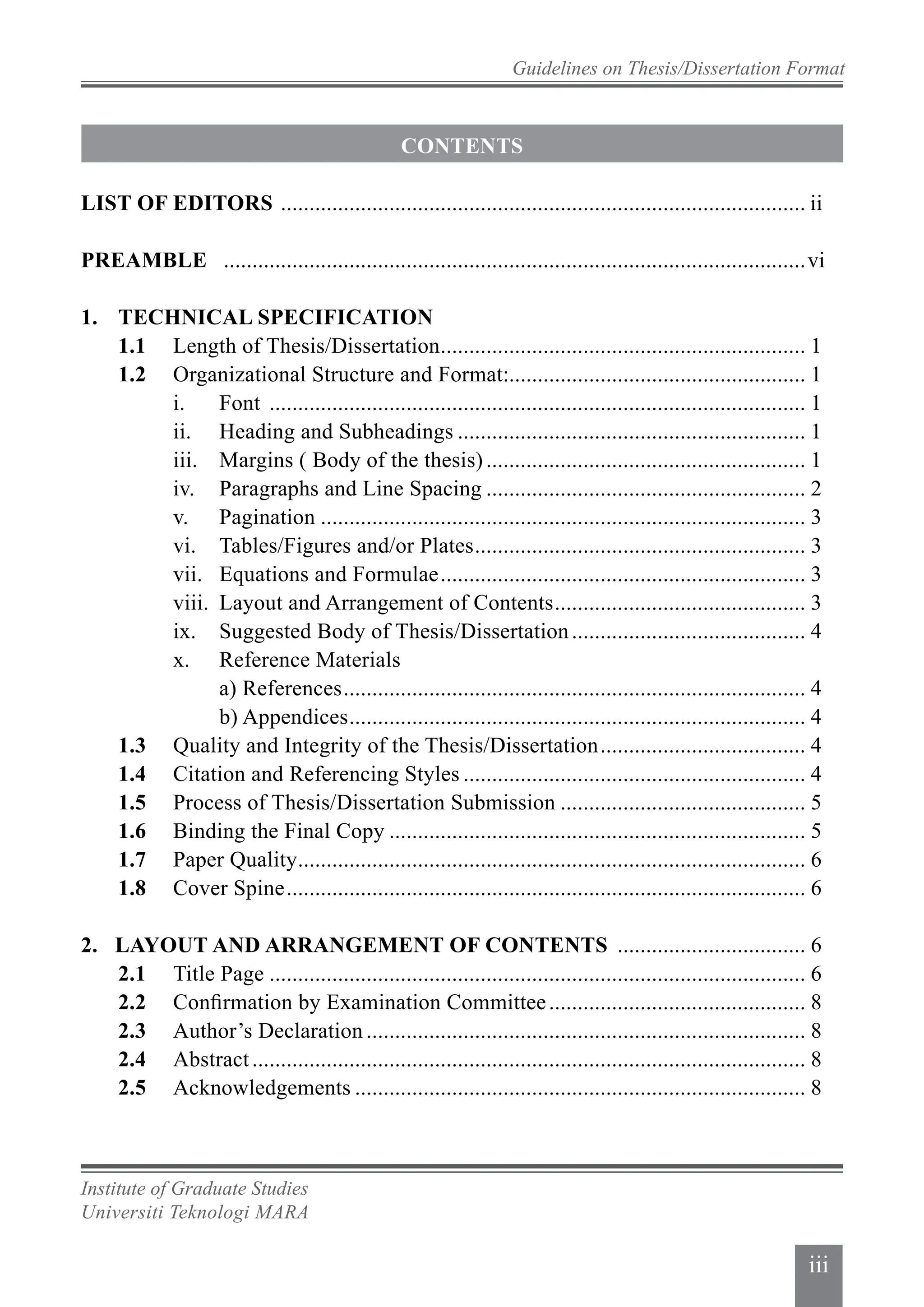 UITM Thesis Guidelines of Graduate Students | PDF