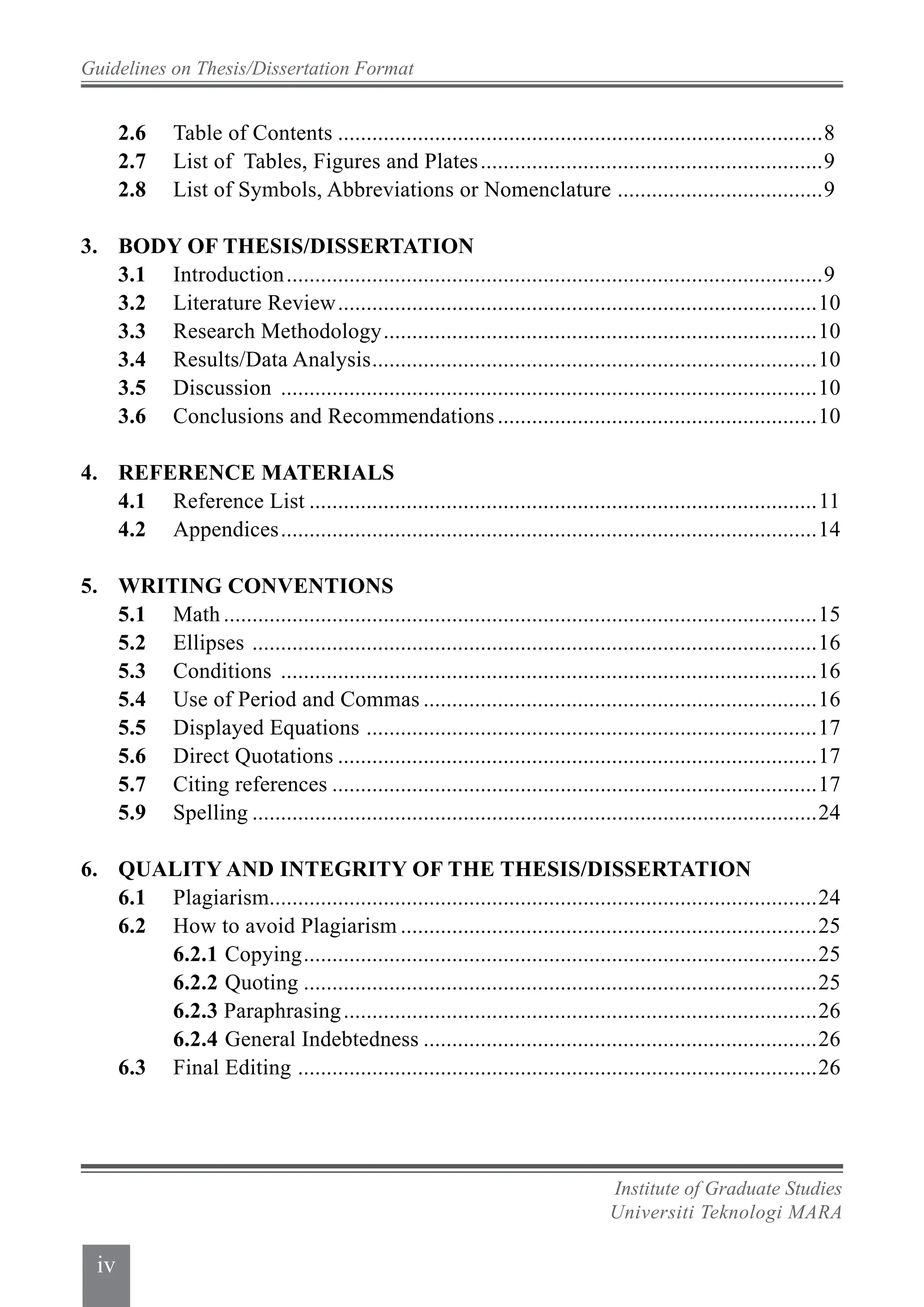 UITM Thesis Guidelines of Graduate Students | PDF