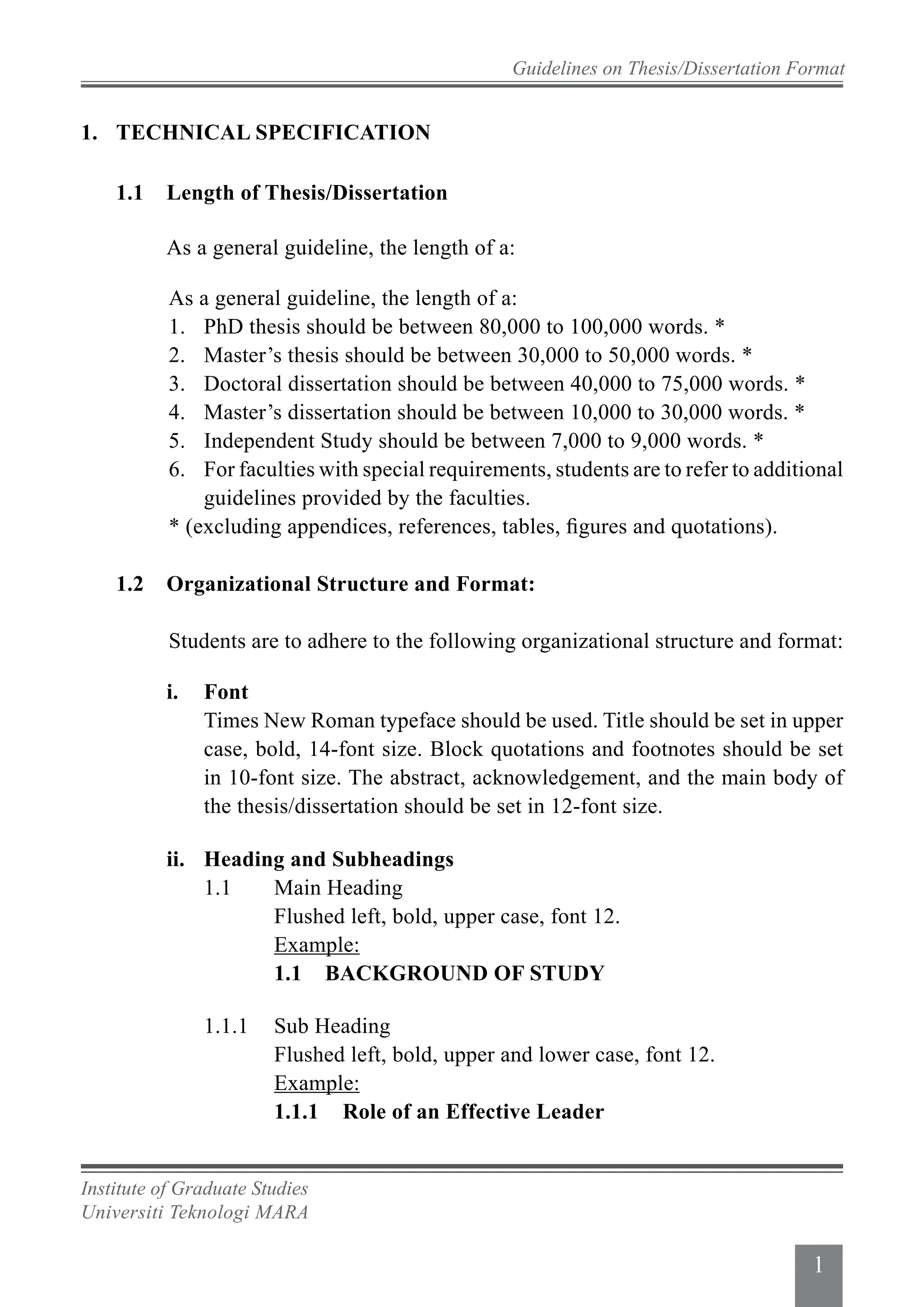 UITM Thesis Guidelines of Graduate Students | PDF