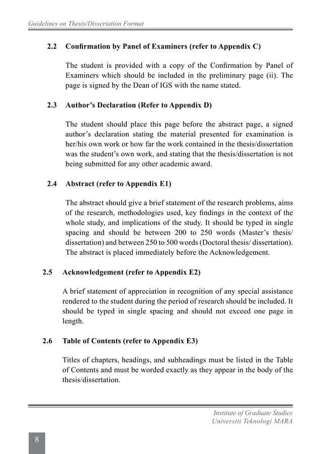 UITM Thesis Guidelines of Graduate Students | PDF