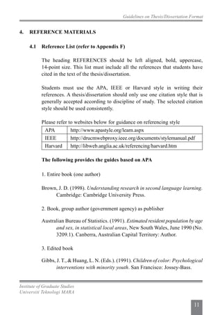UITM Thesis Guidelines of Graduate Students | PDF