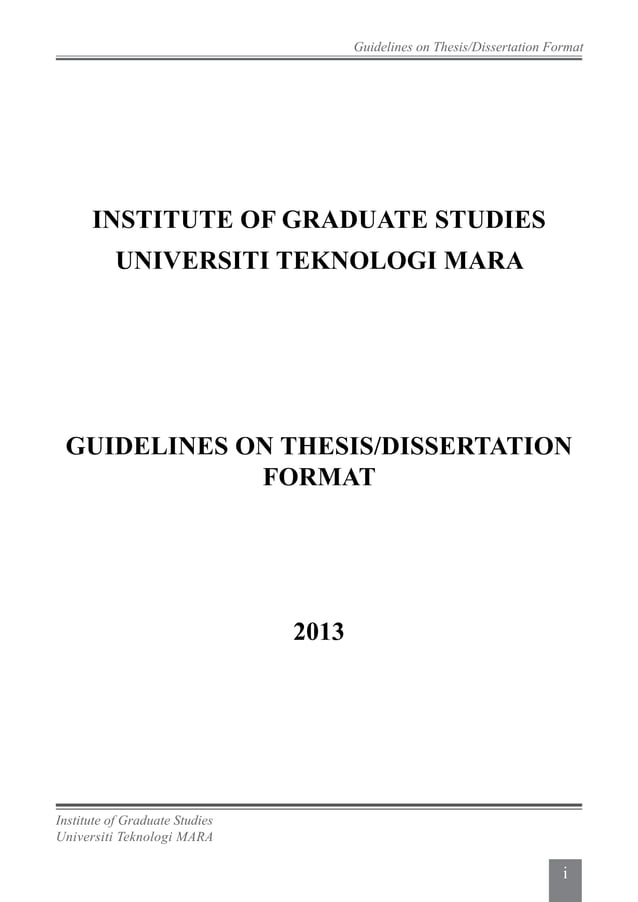 UITM Thesis Guidelines of Graduate Students | PDF