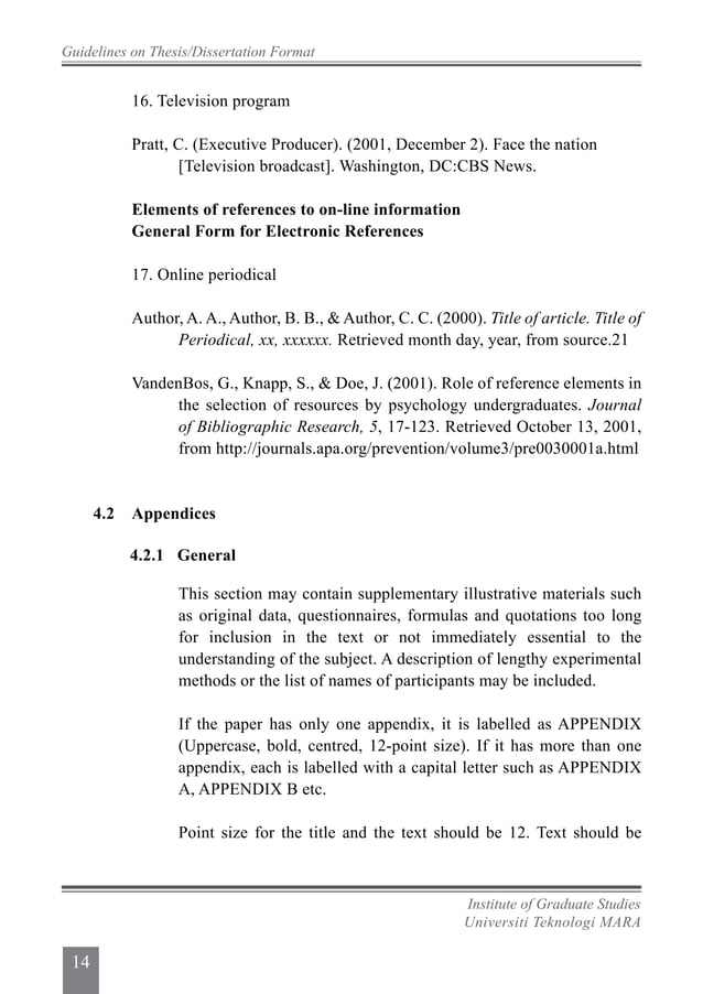 UITM Thesis Guidelines of Graduate Students | PDF