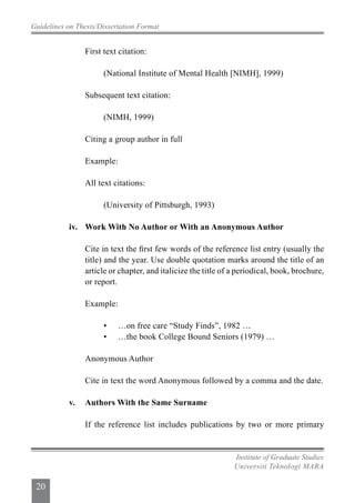 UITM Thesis Guidelines of Graduate Students | PDF