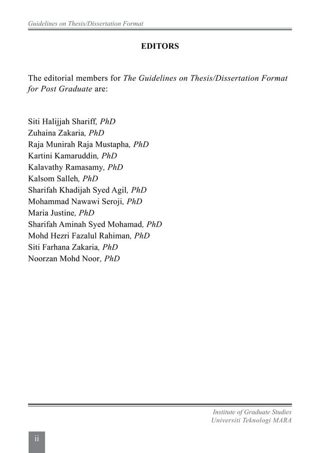 UITM Thesis Guidelines of Graduate Students | PDF