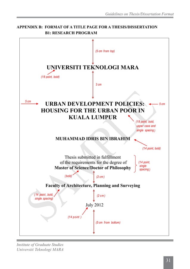 UITM Thesis Guidelines of Graduate Students | PDF