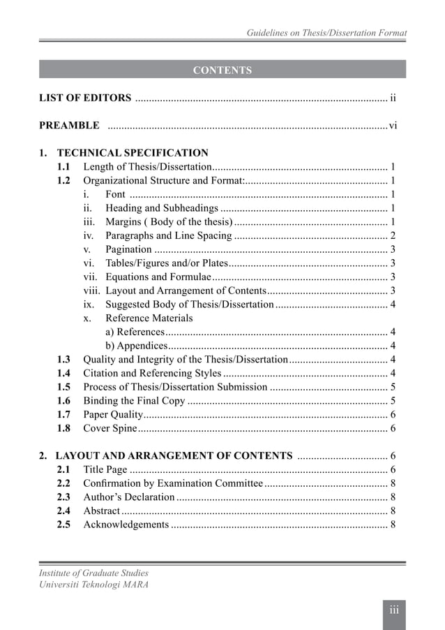 UITM Thesis Guidelines of Graduate Students | PDF