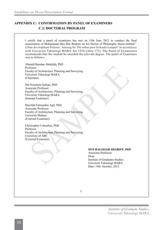 UITM Thesis Guidelines of Graduate Students | PDF