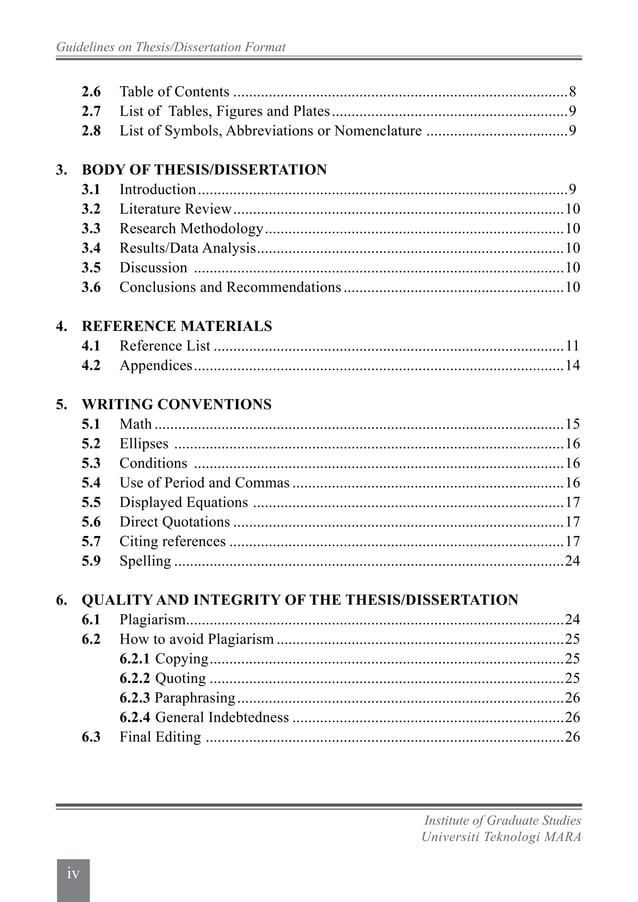 UITM Thesis Guidelines of Graduate Students | PDF