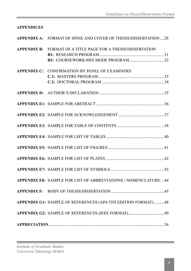 UITM Thesis Guidelines of Graduate Students | PDF
