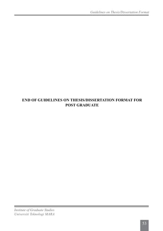 UITM Thesis Guidelines of Graduate Students | PDF