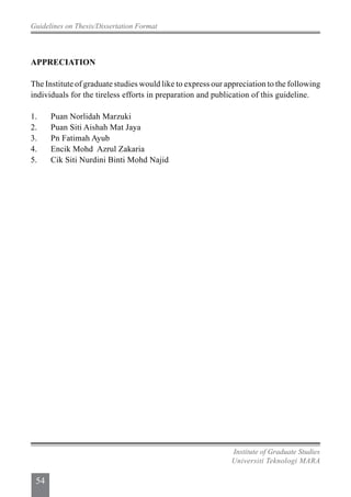 UITM Thesis Guidelines of Graduate Students | PDF