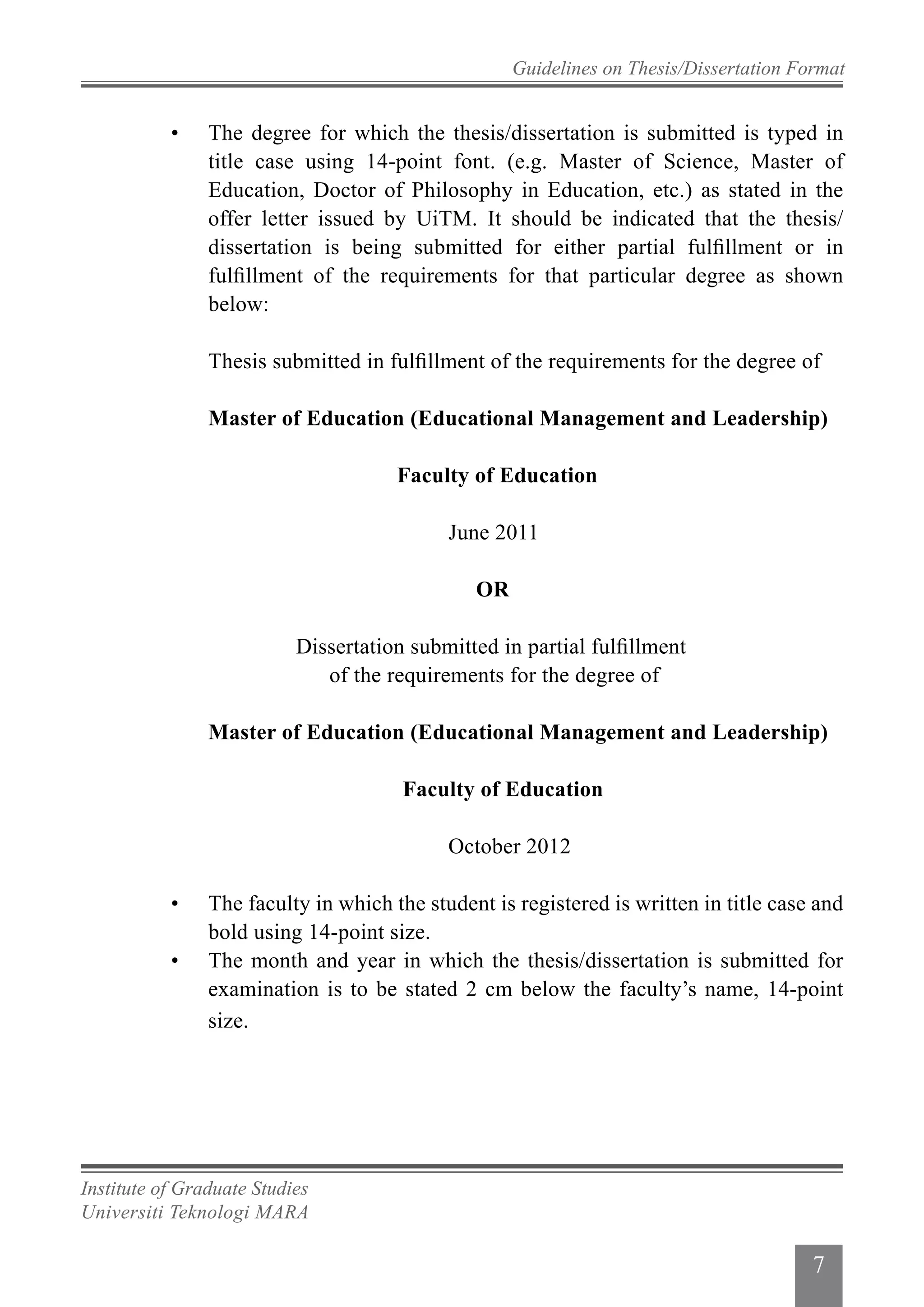 UiTM Thesis guidelines 2013 | PDF