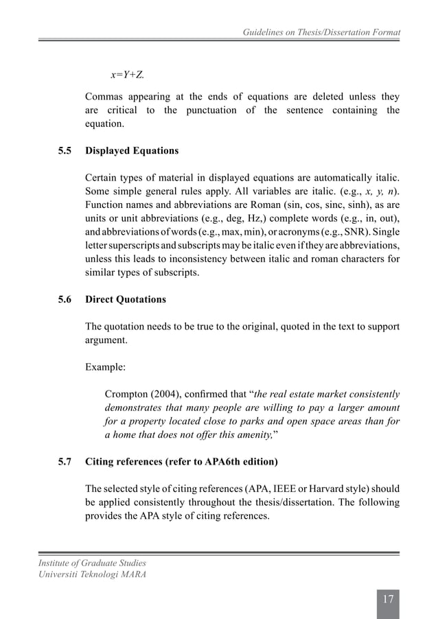 UiTM Thesis guidelines 2013 | PDF