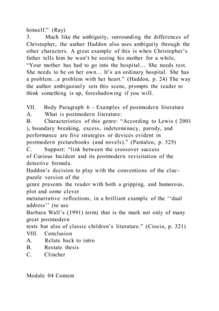 Thesis In the post-modern literature novel The Curious Incident | DOCX