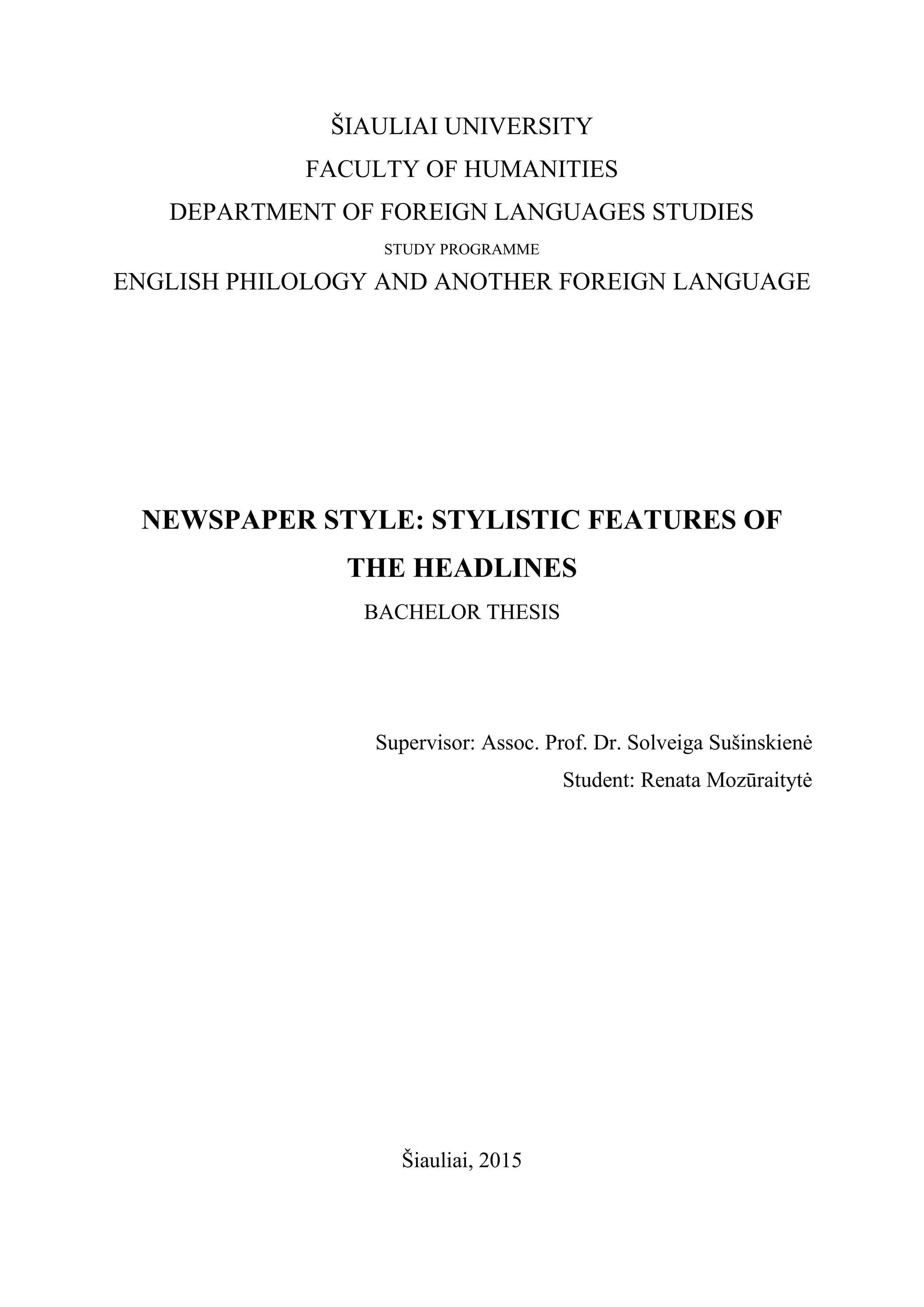 Thesis language of newspaper.. | PDF
