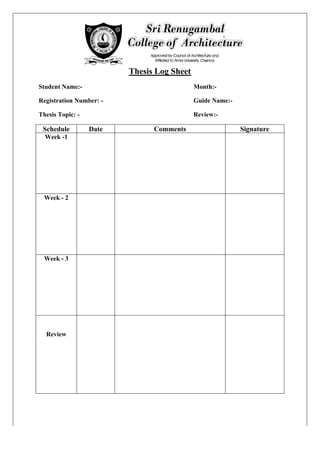 Thesis log paper and schedule | PDF