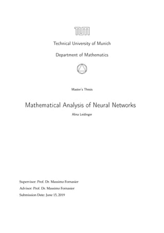 Master Thesis on the Mathematial Analysis of Neural Networks | PDF