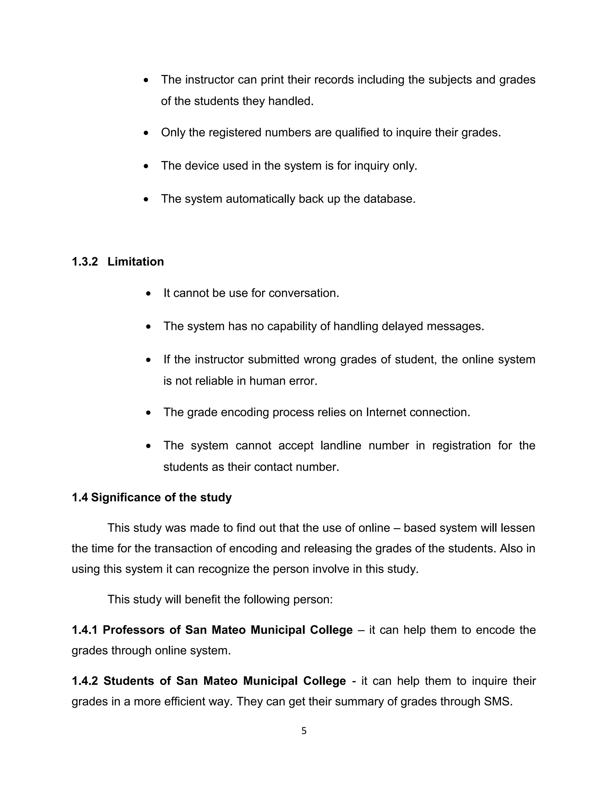 Thesis in IT Online Grade Encoding and Inquiry System via SMS ...