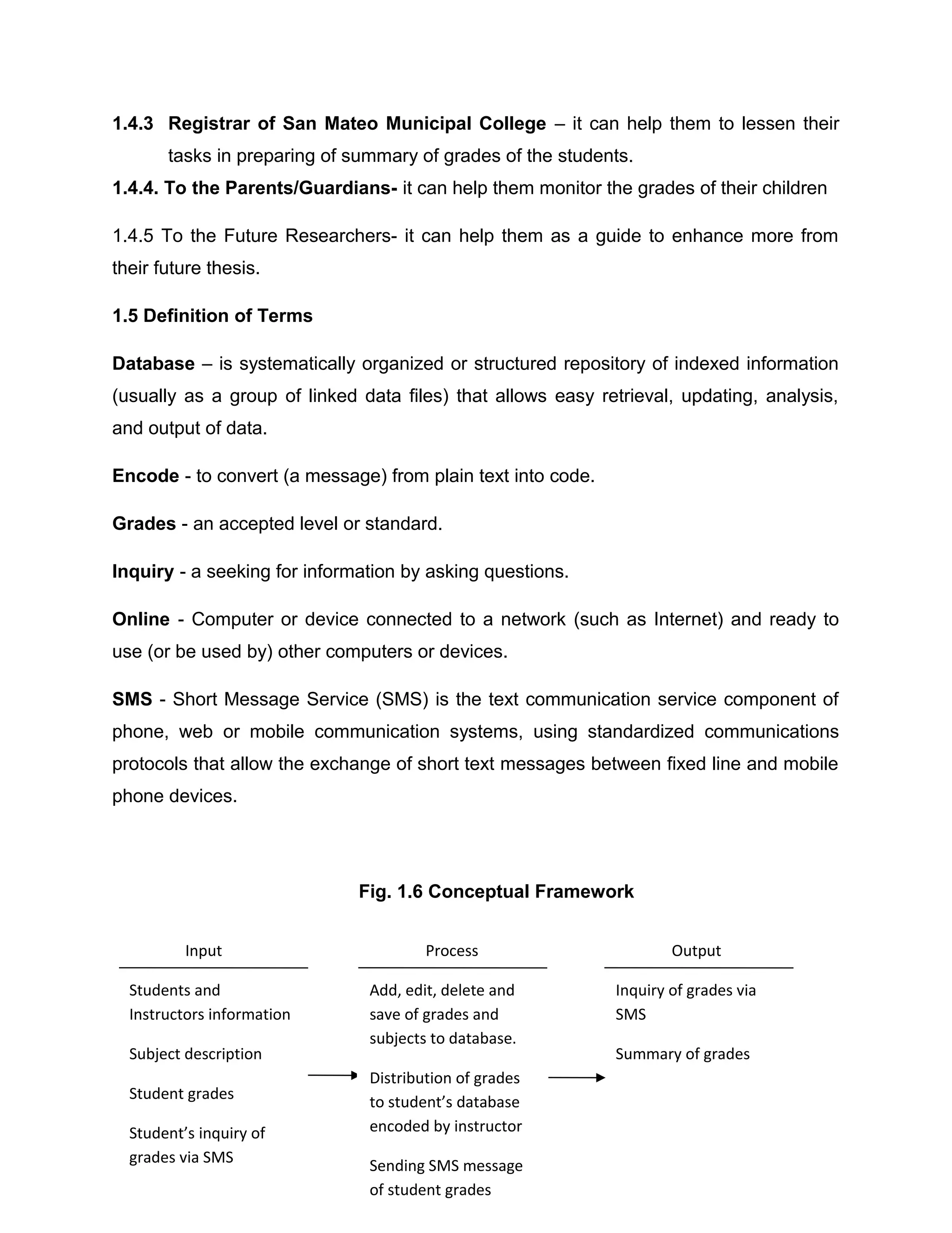 Thesis in IT Online Grade Encoding and Inquiry System via SMS Technology | DOC