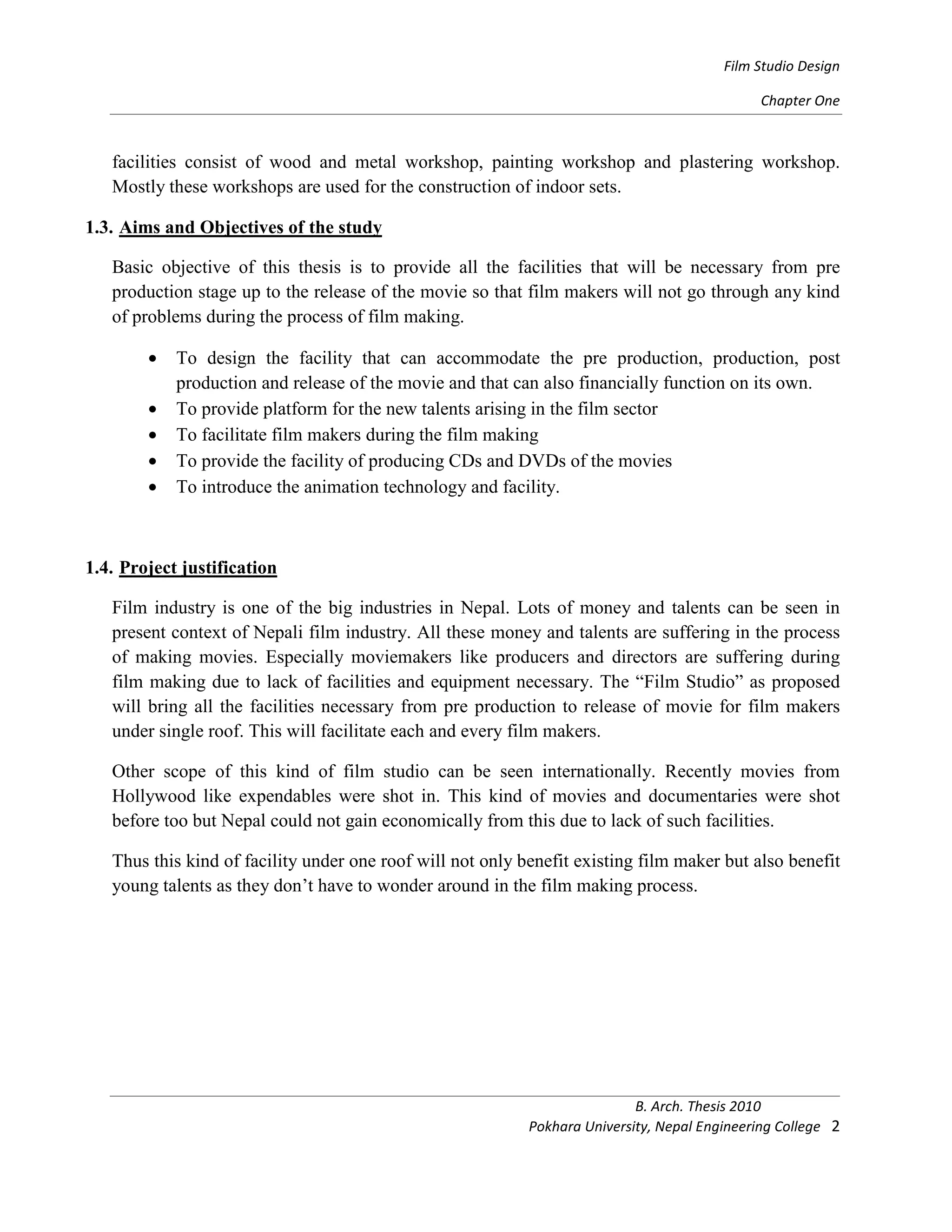 Thesis on film studio | PDF