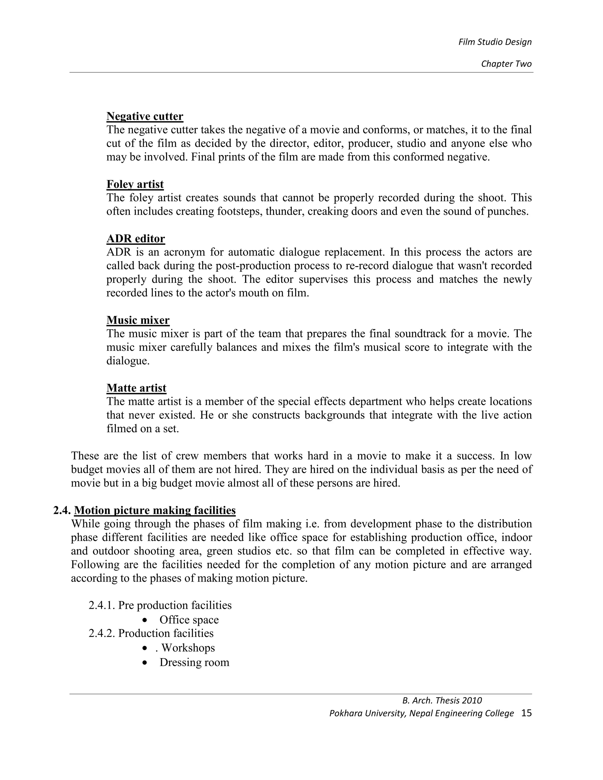 Thesis on film studio | PDF