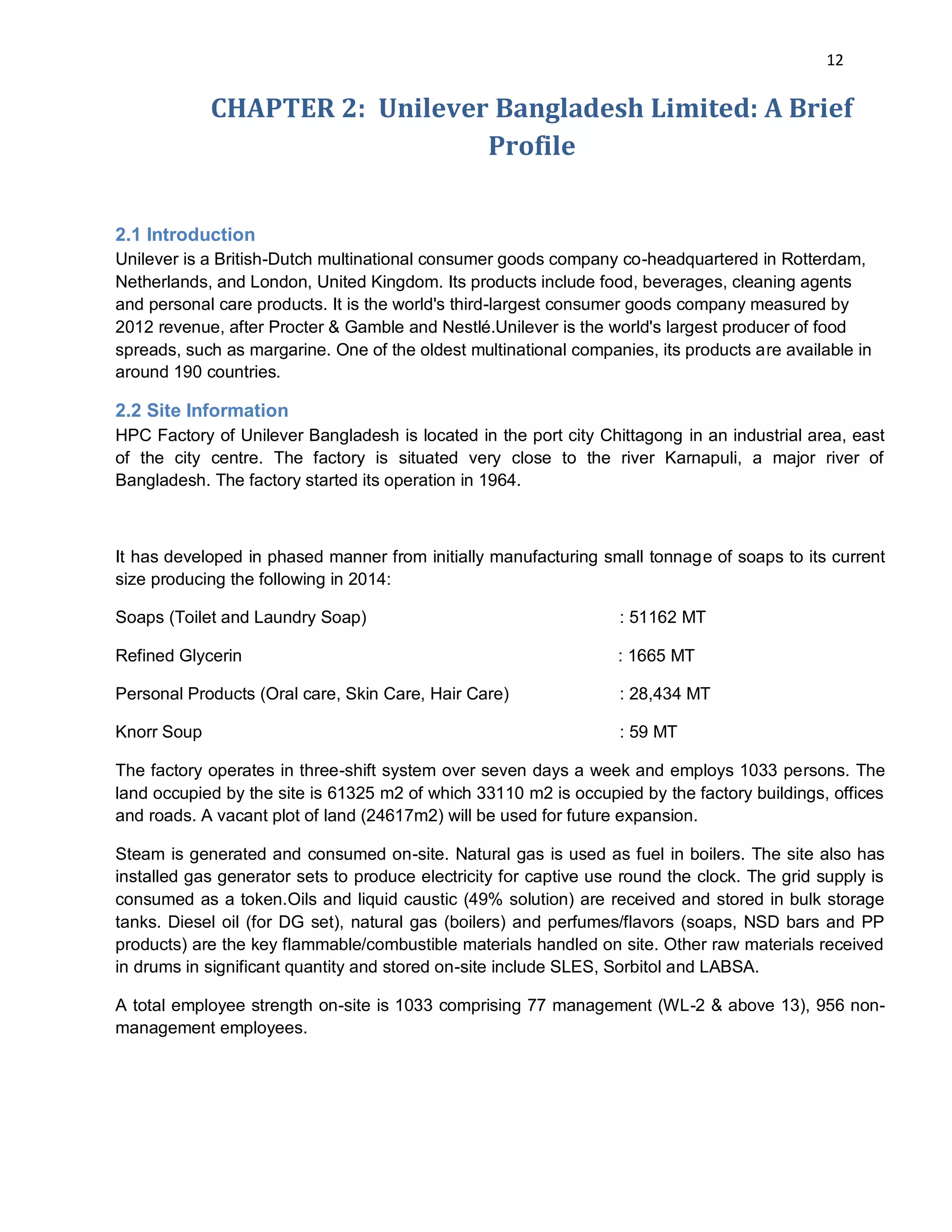Employee Safety, Health and Environment Functions of Unilever ...