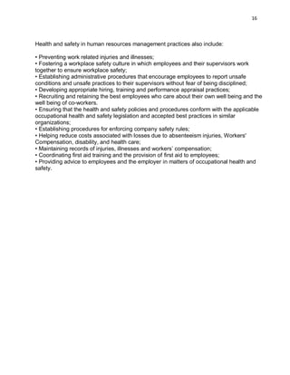 Employee Safety, Health and Environment Functions of Unilever ...