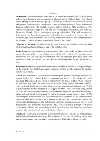 Thesis paper-FOOD HABITS AND NUTRITIONAL STATUS OF ADOLESCENT GIRLS IN ...