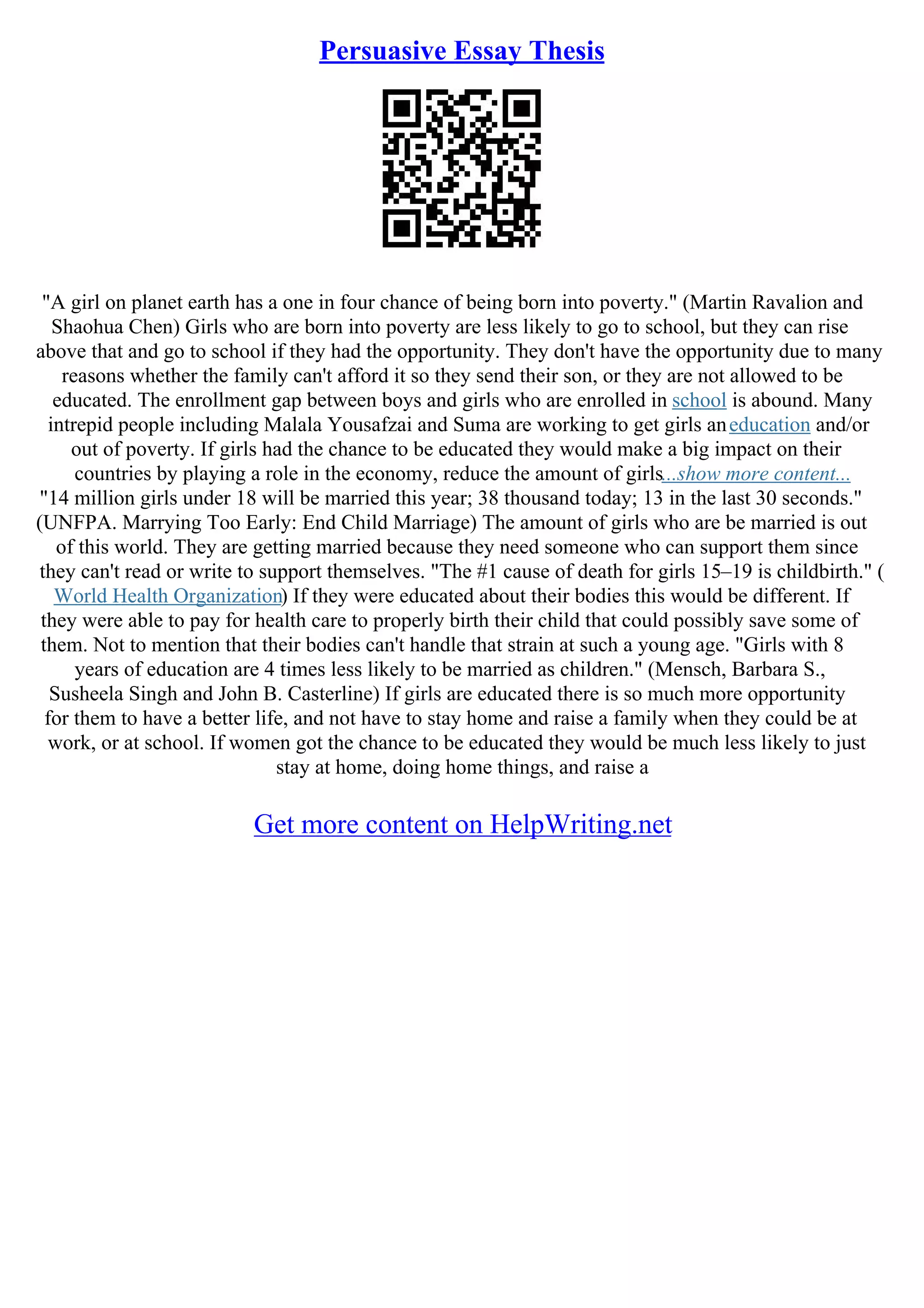 Thesis Persuasive Essay | PDF