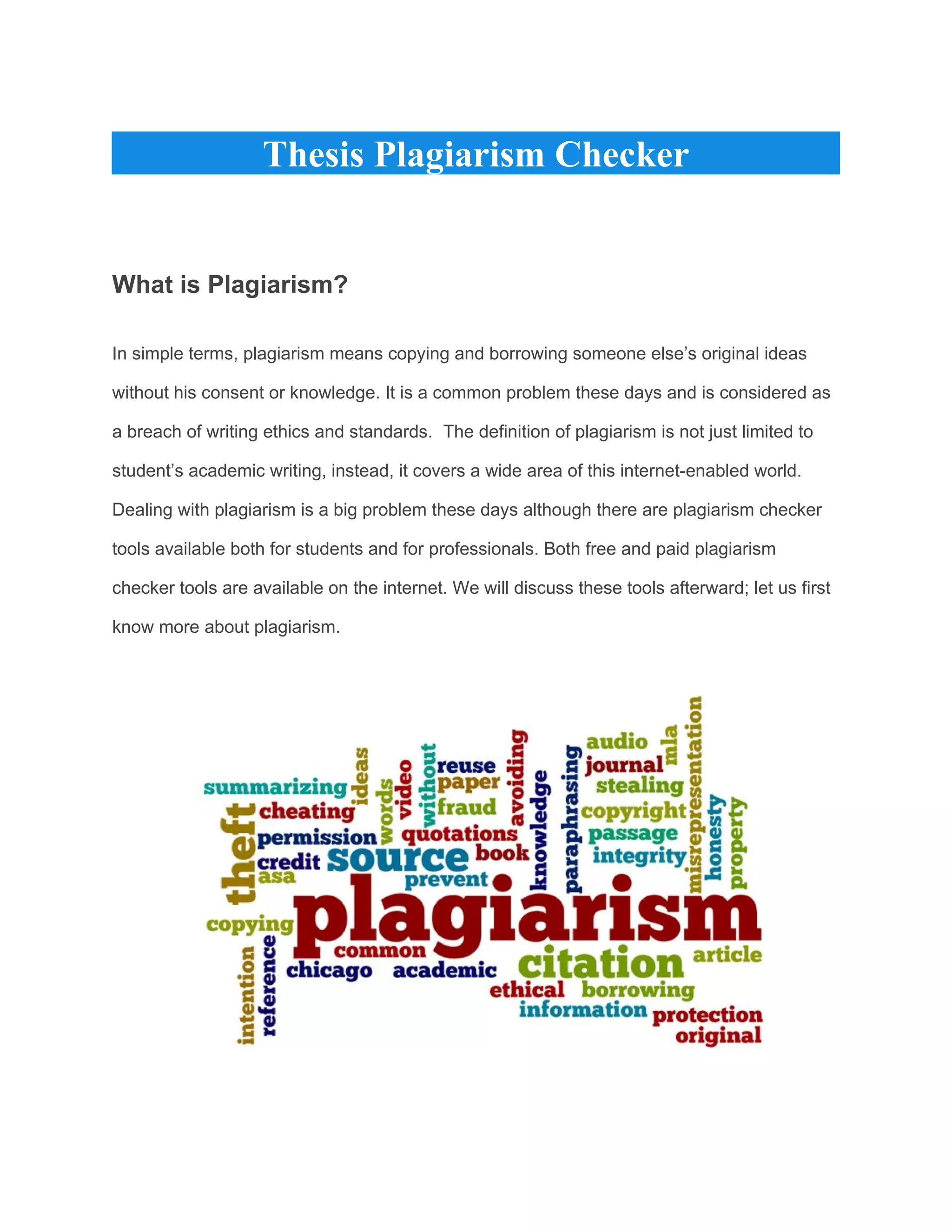 Thesis plagiarism checker | PDF