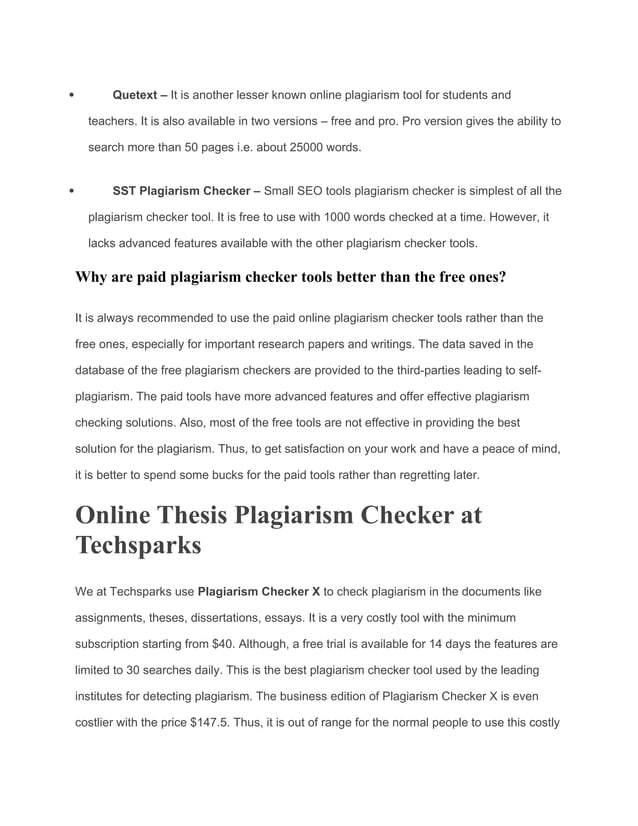 Thesis plagiarism checker | PDF