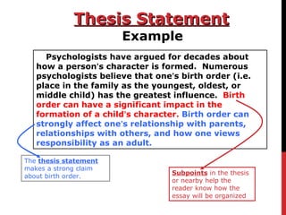 How to Write a Thesis Statement! | PPT