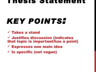 How to Write a Thesis Statement! | PPT