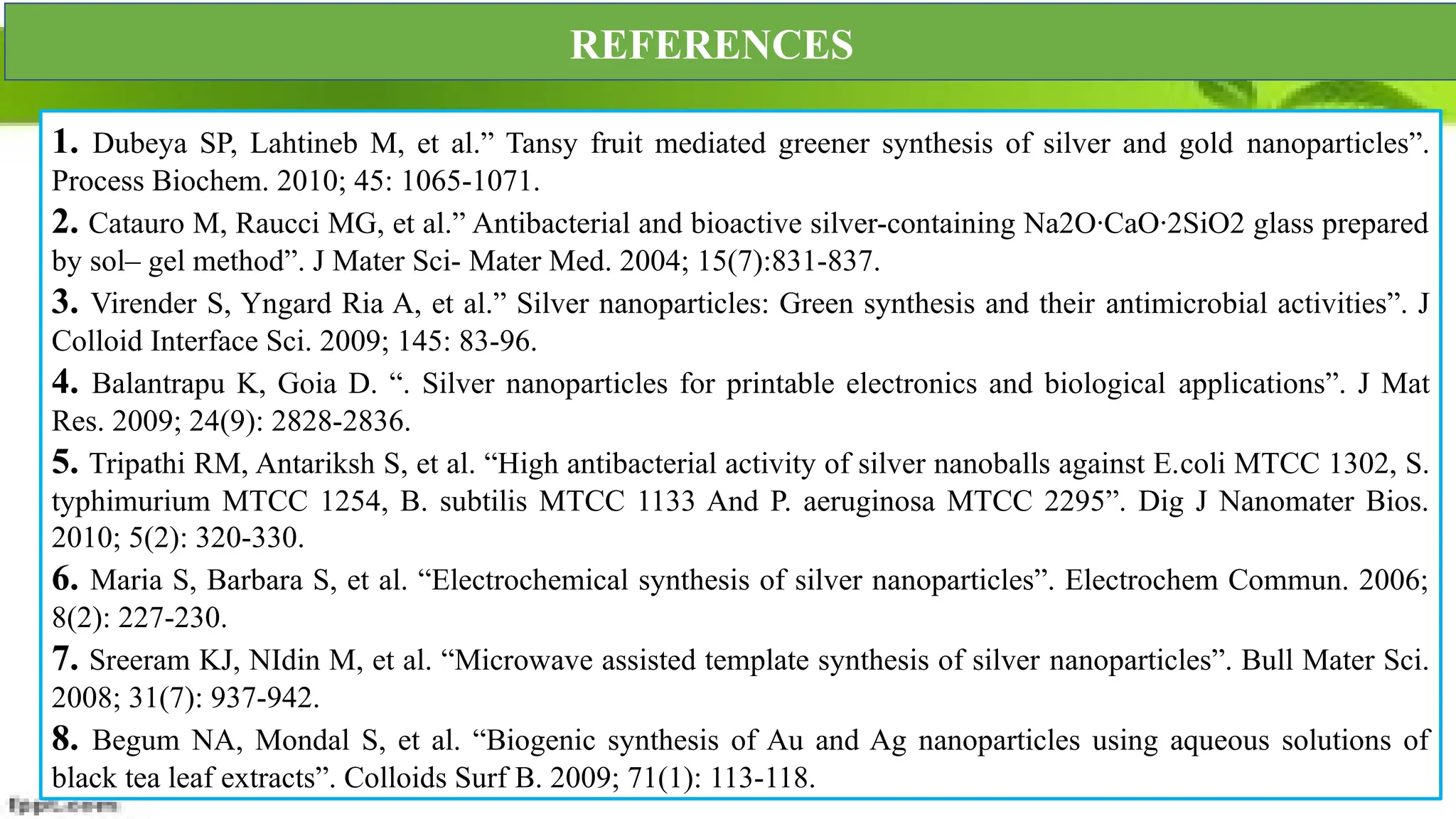GREEN SYNTHESIS & CHARACTERIZATION OF Moringa oleifera LEAF EXTRACT ...