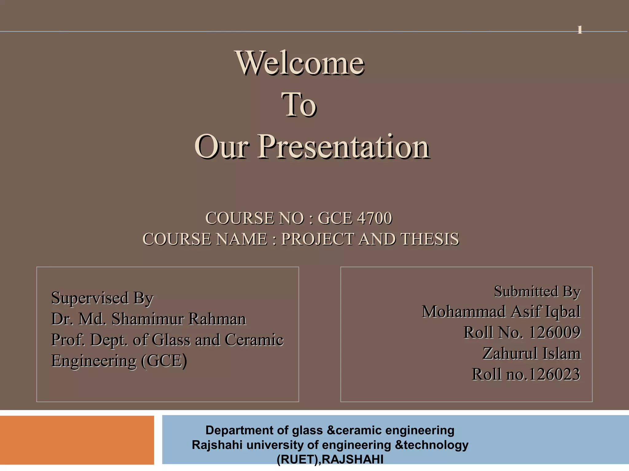 hydroxlyapatite -glass &ceramic dept(ruet) | PPT